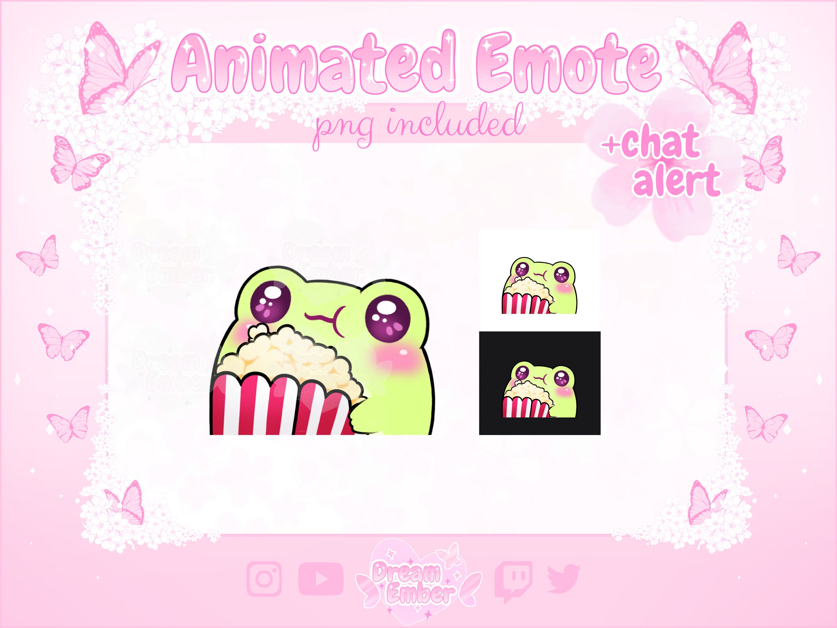Cute Frog Animated Emote Twitch Popcorn Emote Alert Discord Stickers ...