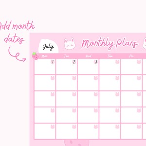 Pink Strawberry Bunny Planner Bundle Daily Weekly Monthly Canva ...