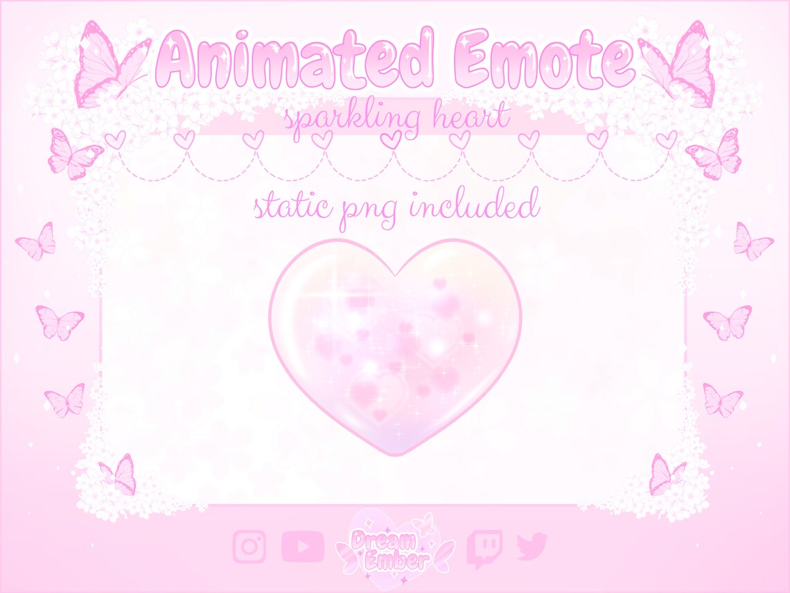 Pink Glitter Heart Animated Emote Twitch Overlay Love Discord Sticker ...