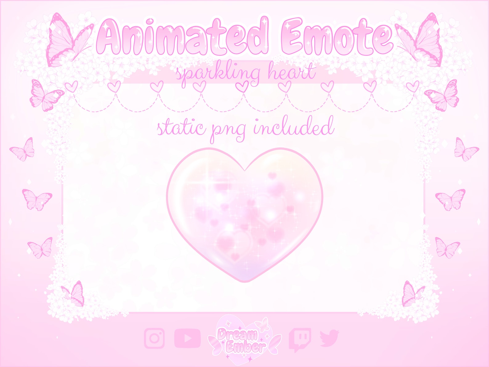 Twitch Animated Emote Pink Glitter Heart Cute Discord Sticker Sparkly ...