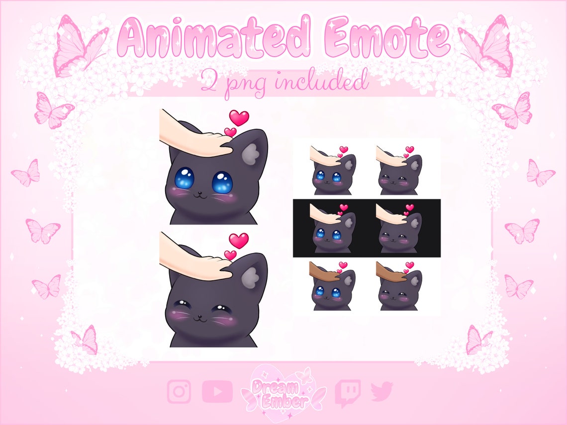 Cute Black Cat Animated Emote Twitch Cat Headpat Discord Stickers ...