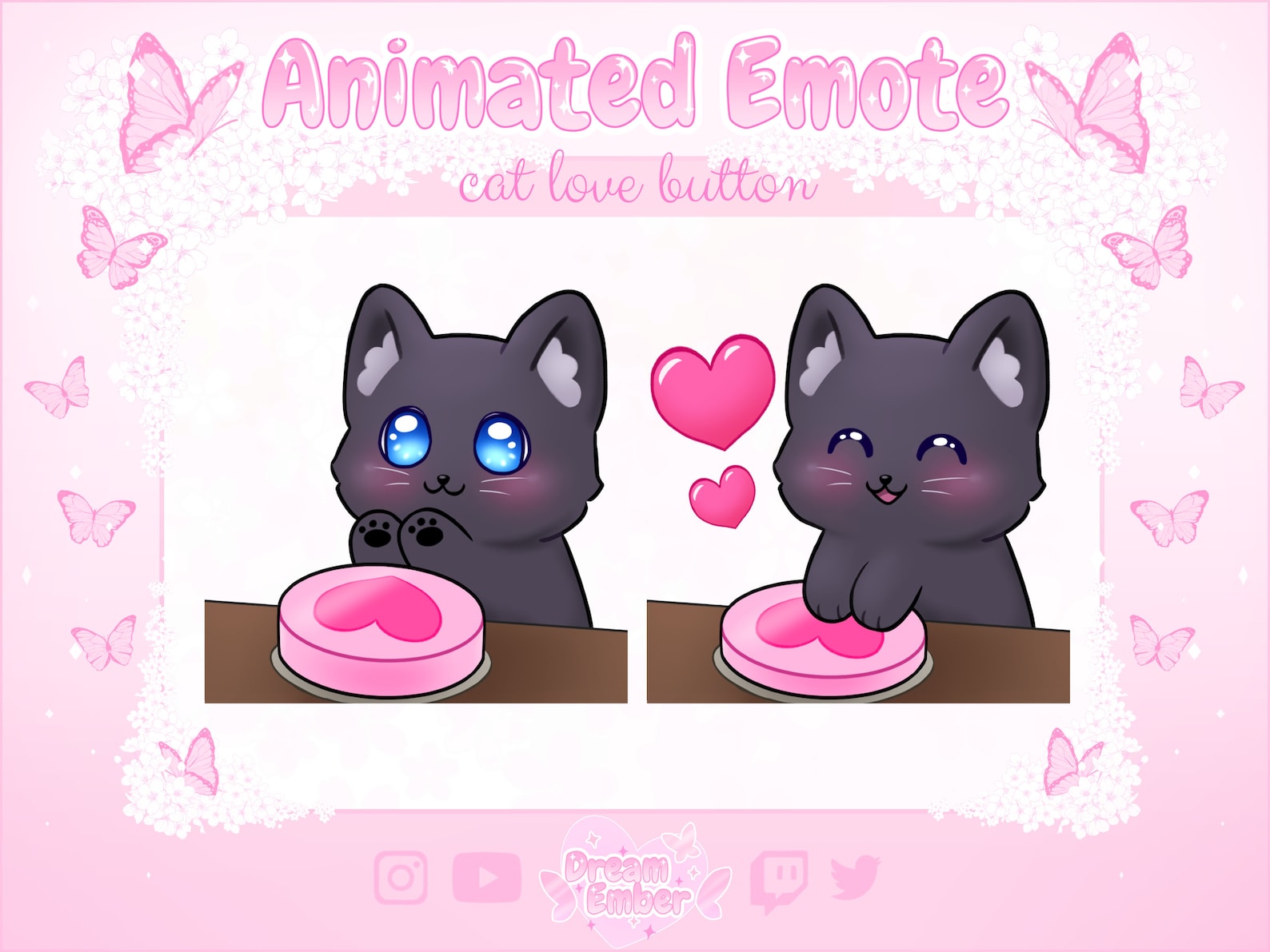 Animated Cat Emote Twitch Love Button Black Kitten Emotes Discord ...