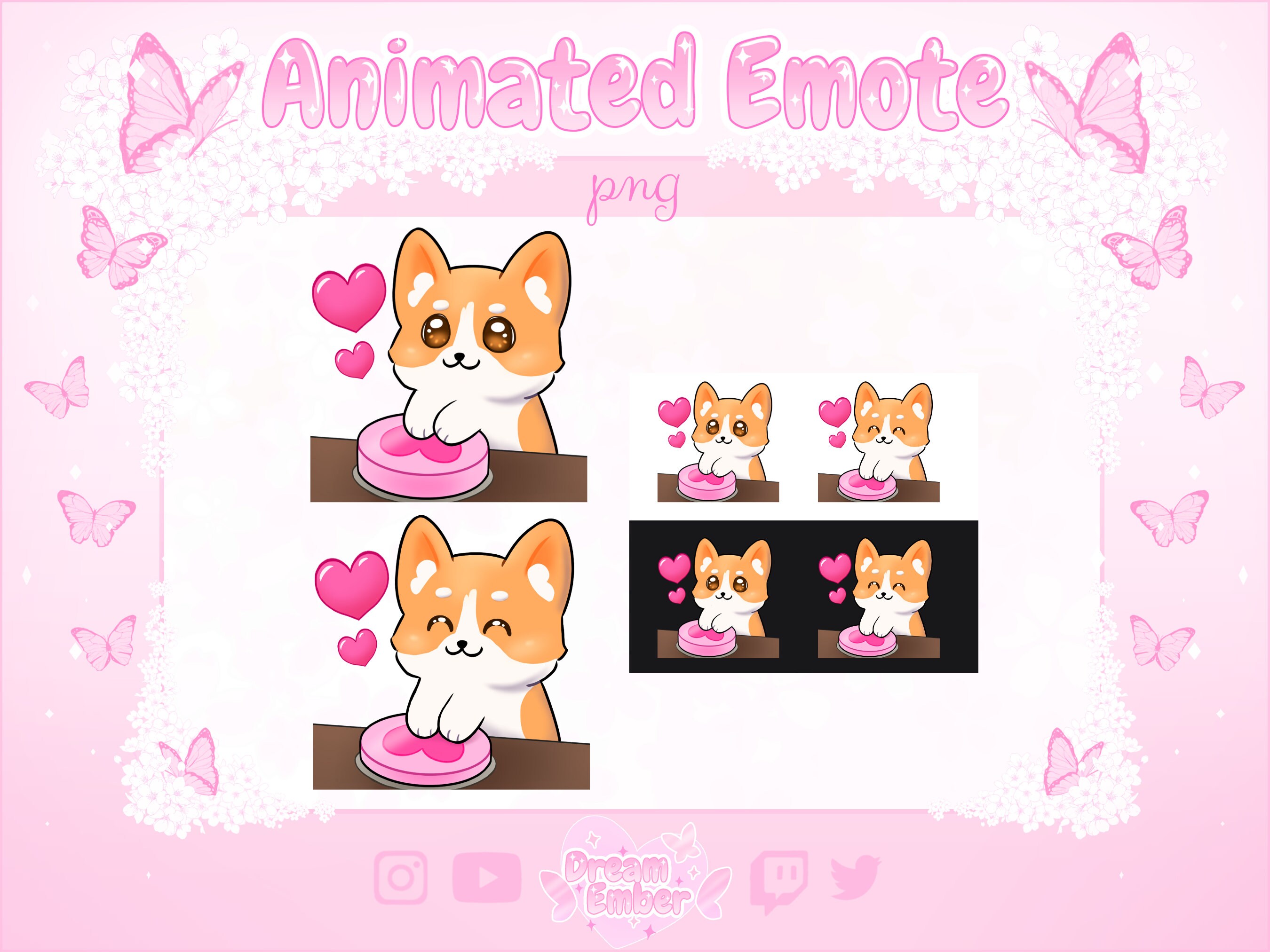 Twitch Animated Emote Cute Corgi Love Button Discord Sticker Animal ...