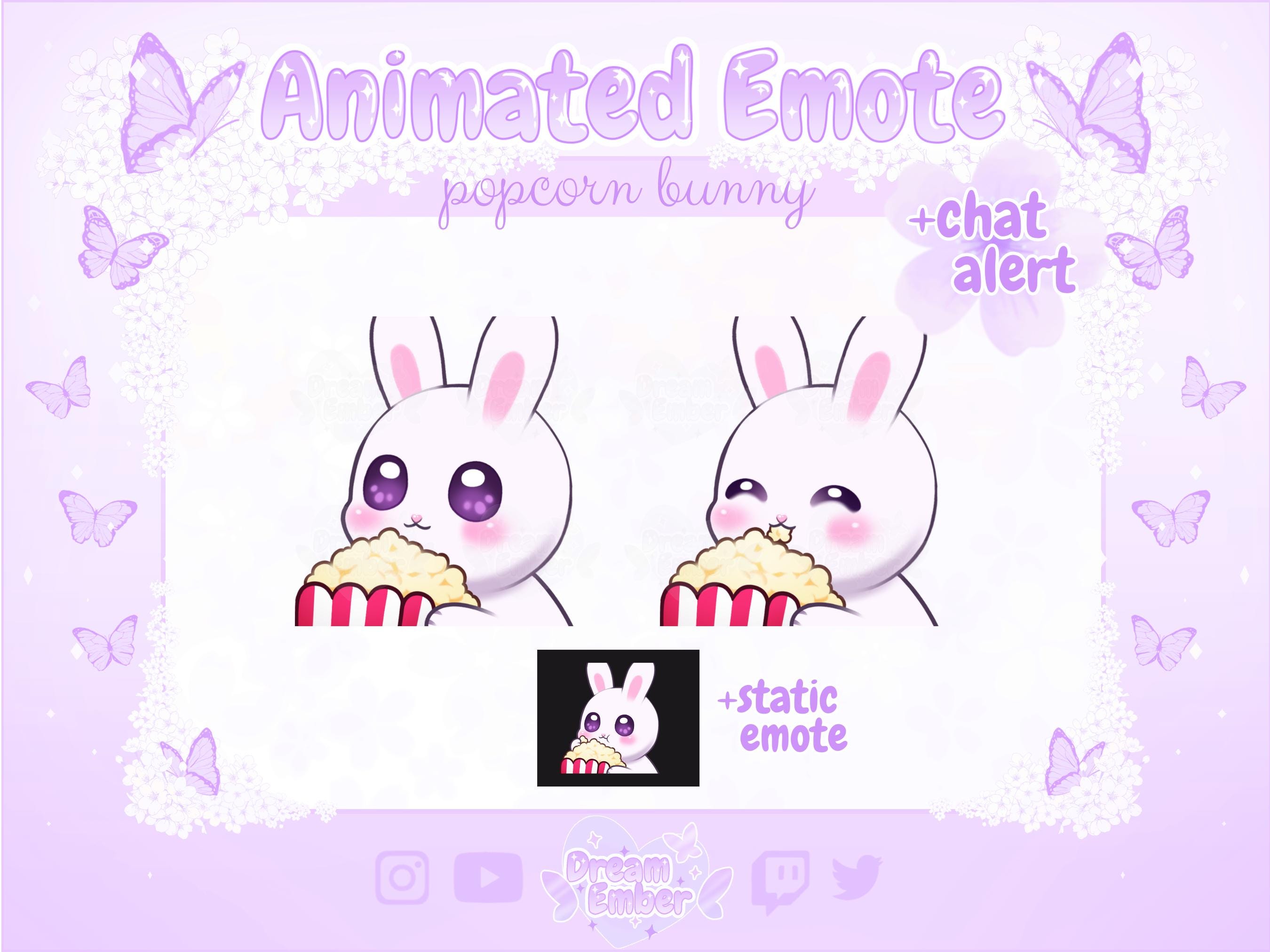 Animated Bunny Emote Twitch Popcorn Emote Cute Alerts Discord Stickers ...
