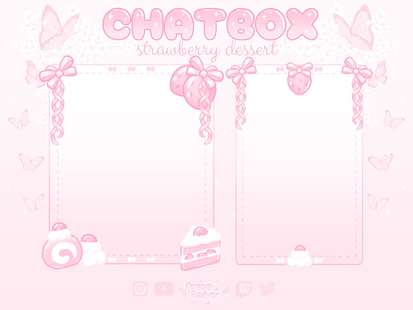 Twitch Chat Box Cute Strawberry Dessert Stream Chatbox Vtuber Asset ...
