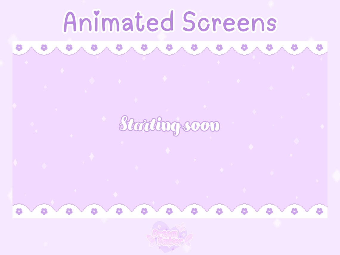 Pastel Purple Animated Stream Screens Flower Vtuber Overlay Twitch ...