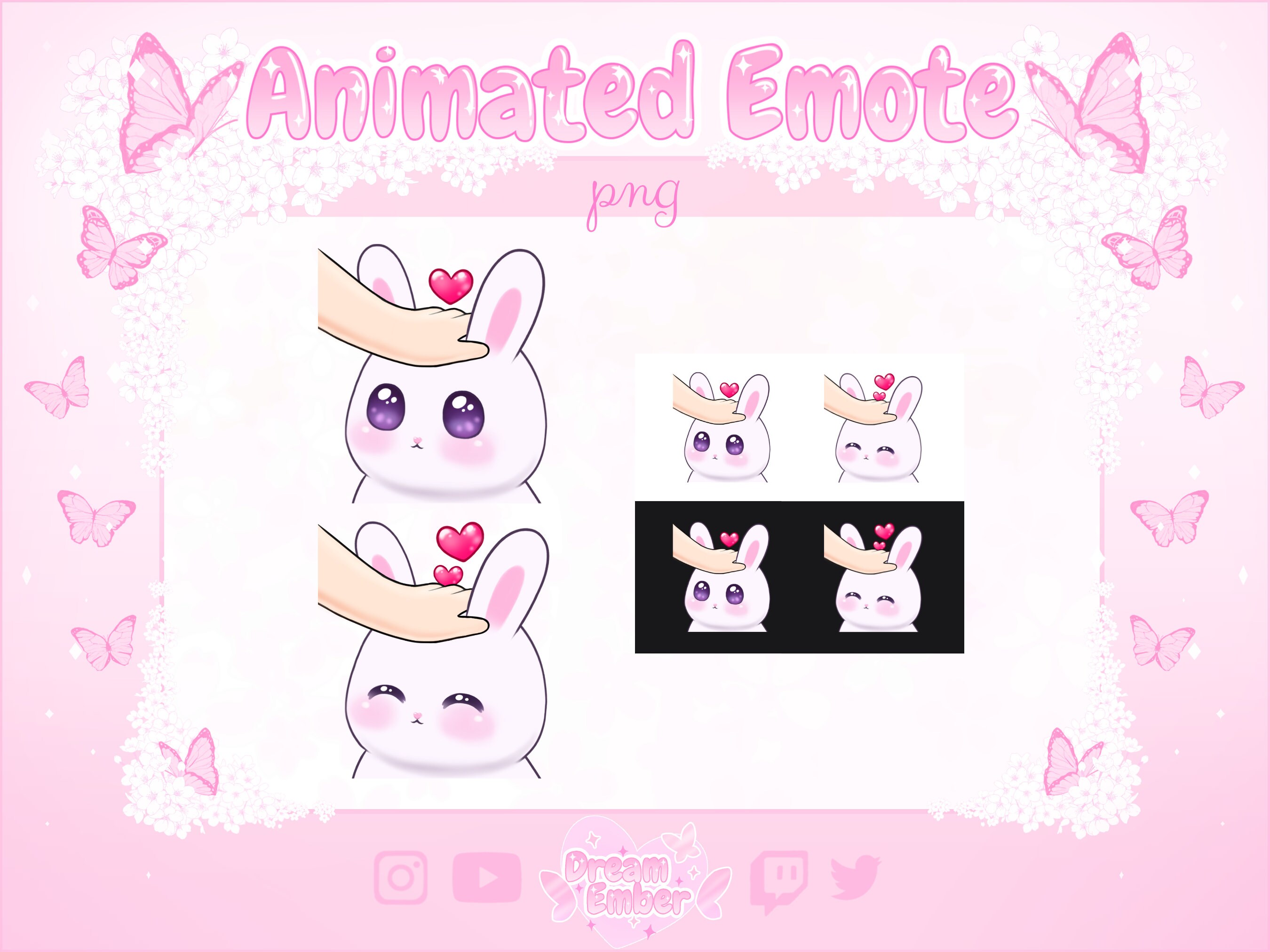 Cute Animated Bunny Emote Twitch Headpat Discord Stickers White Rabbit ...