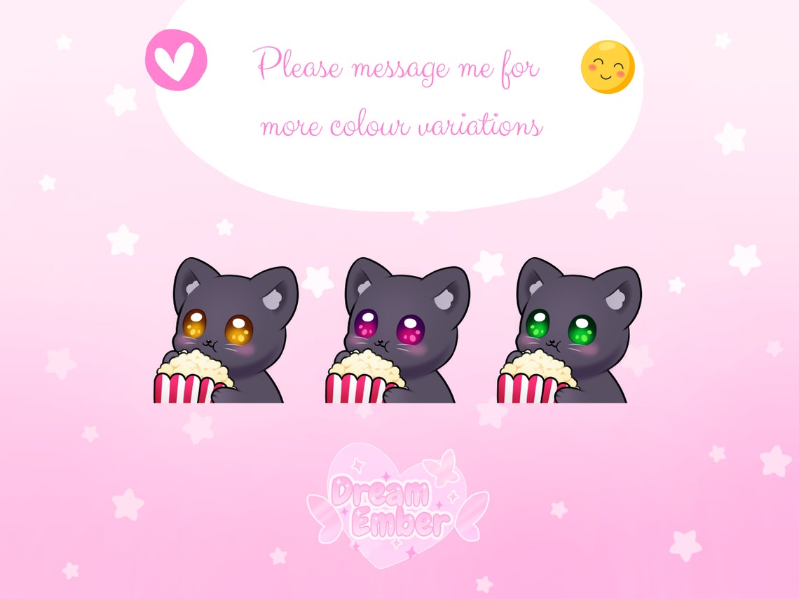 Cute Black Cat Animated Emote Twitch Popcorn Emote Alert Discord ...