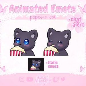 Black Cat Animated Emote Twitch Popcorn Emote Kitty - Etsy