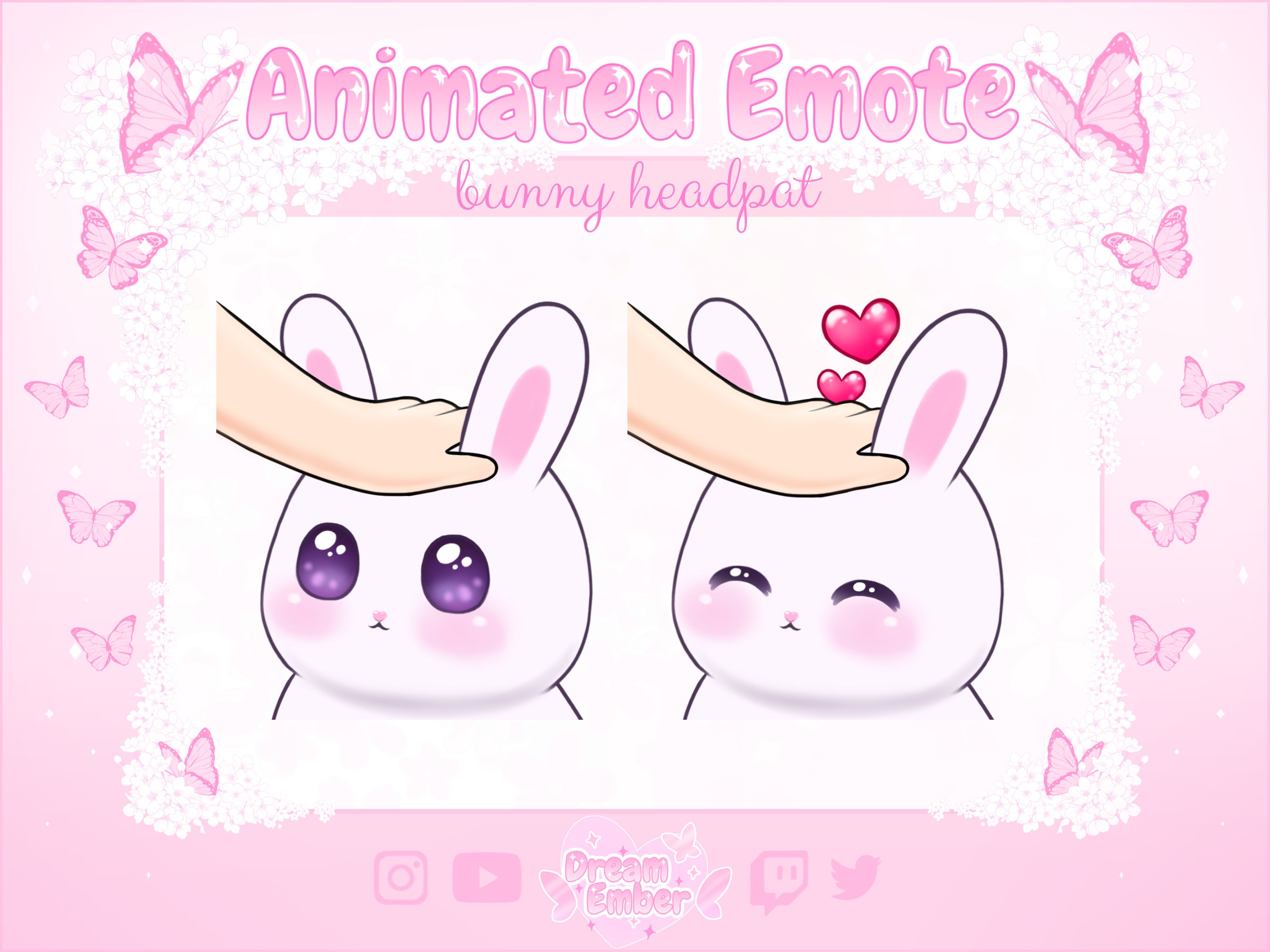 Cute Animated Bunny Emote Twitch Headpat Discord Stickers White Rabbit ...
