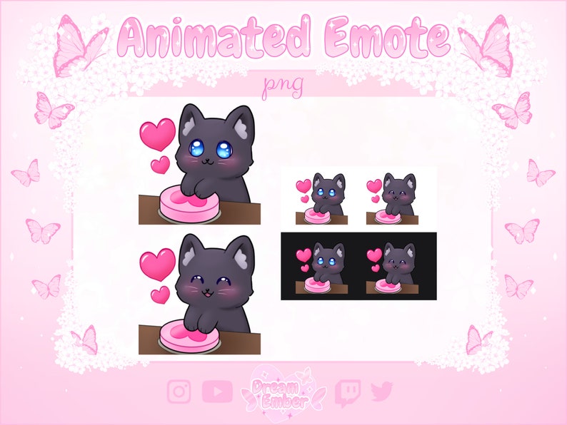Animated Cat Emote Twitch Love Button Black Kitten Emotes Discord ...