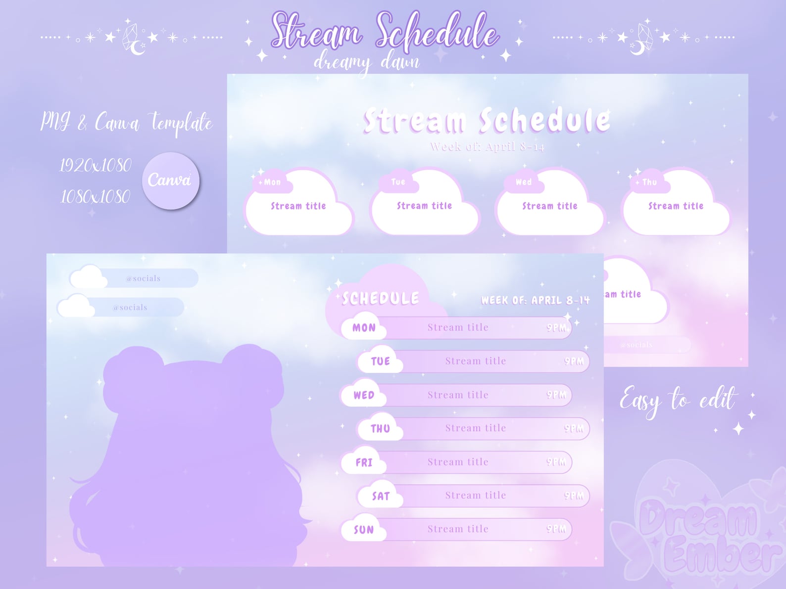 Stream Schedule Template Vtuber Schedule Canva Template Twitch Weekly ...