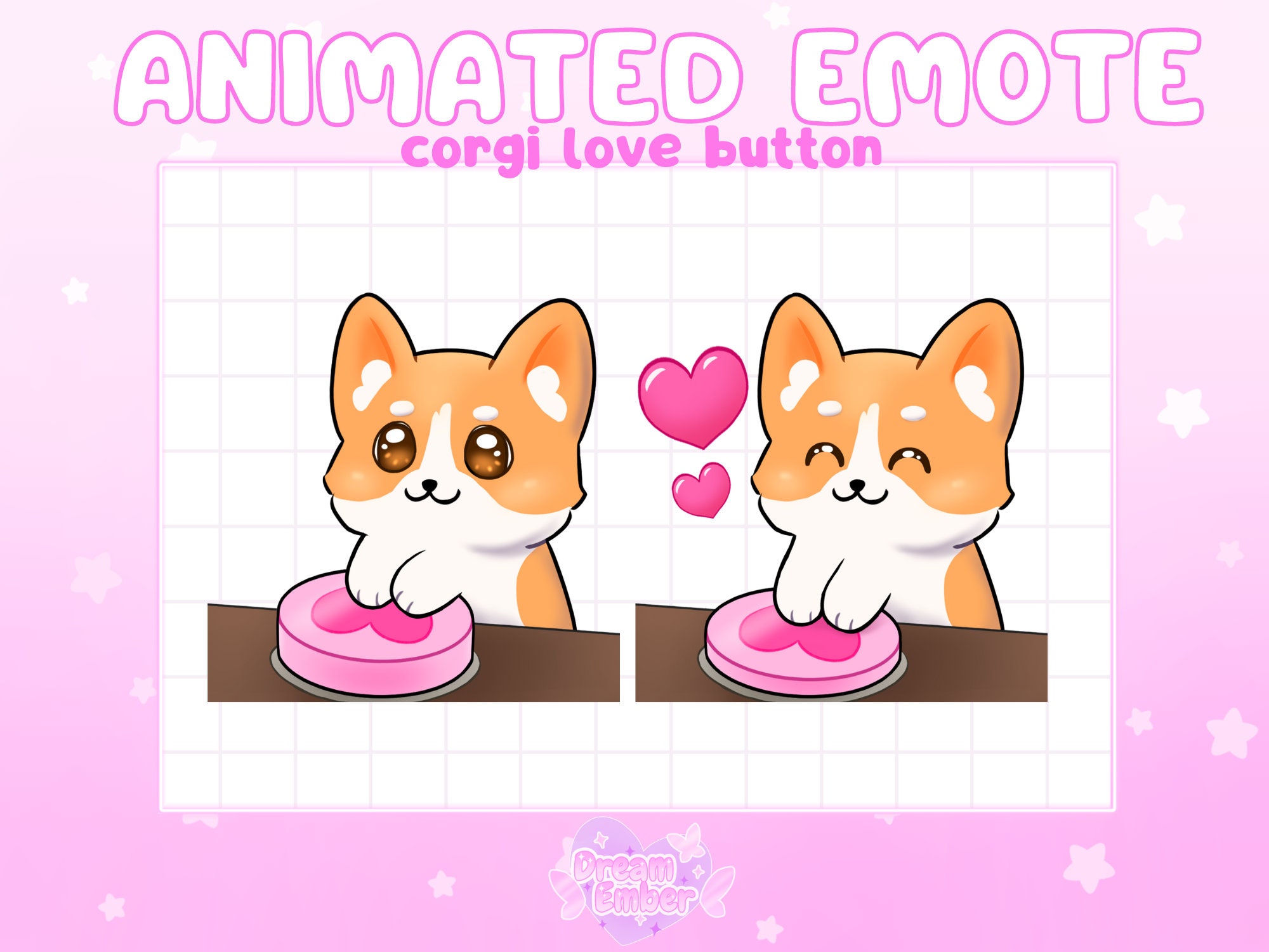 Twitch Animated Emote Cute Corgi Love Button Discord Sticker - Etsy
