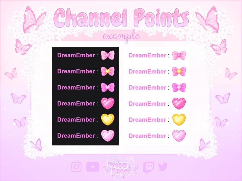 Twitch Channel Points Cute Pink Heart Gem Bow Emotes Streaming Asset ...