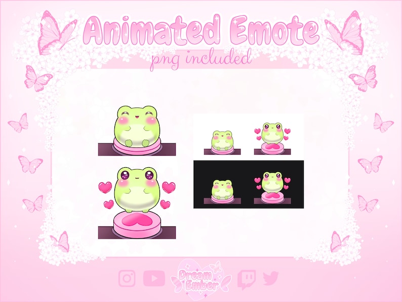 Cute Frog Animated Emote Twitch Love Button Discord Stickers Animal ...