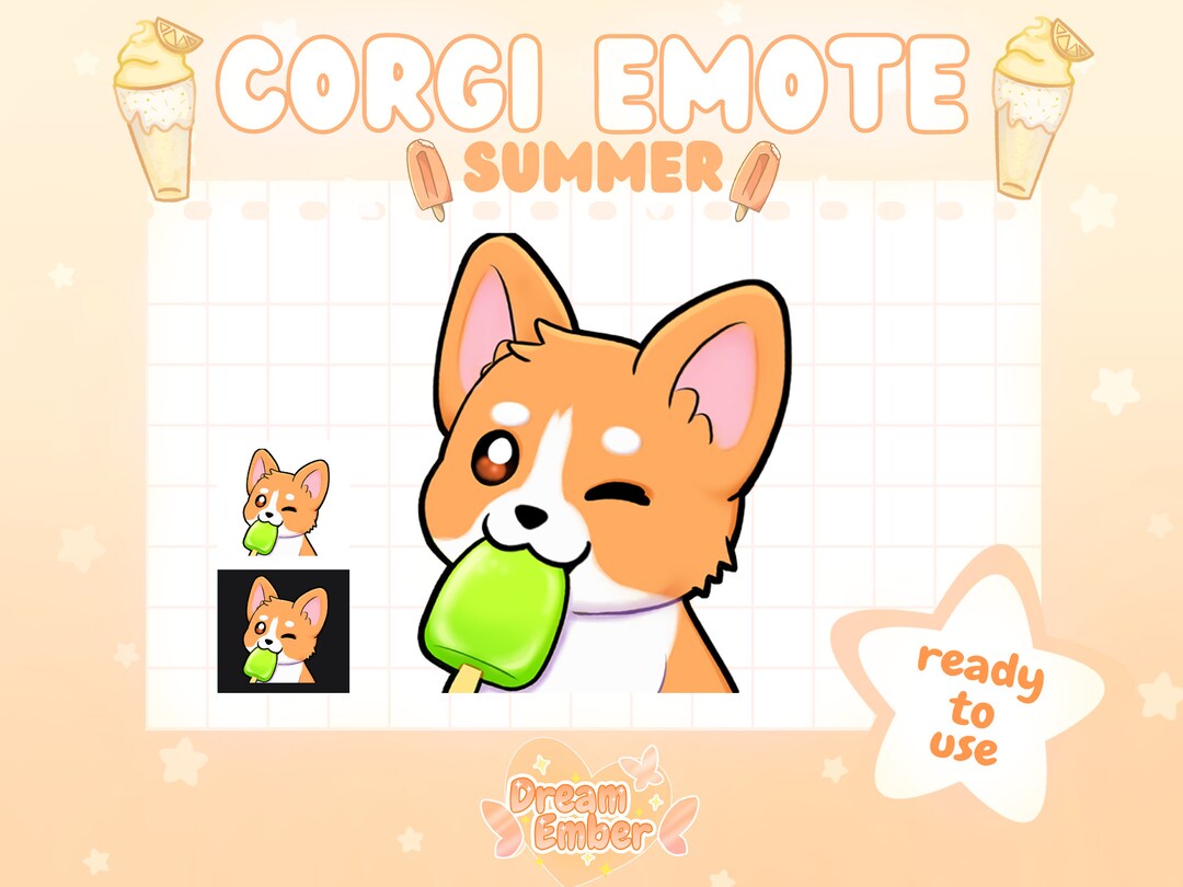 Cute Twitch Emote Corgi Dog Summer Twitch Streaming Corgi Discord ...