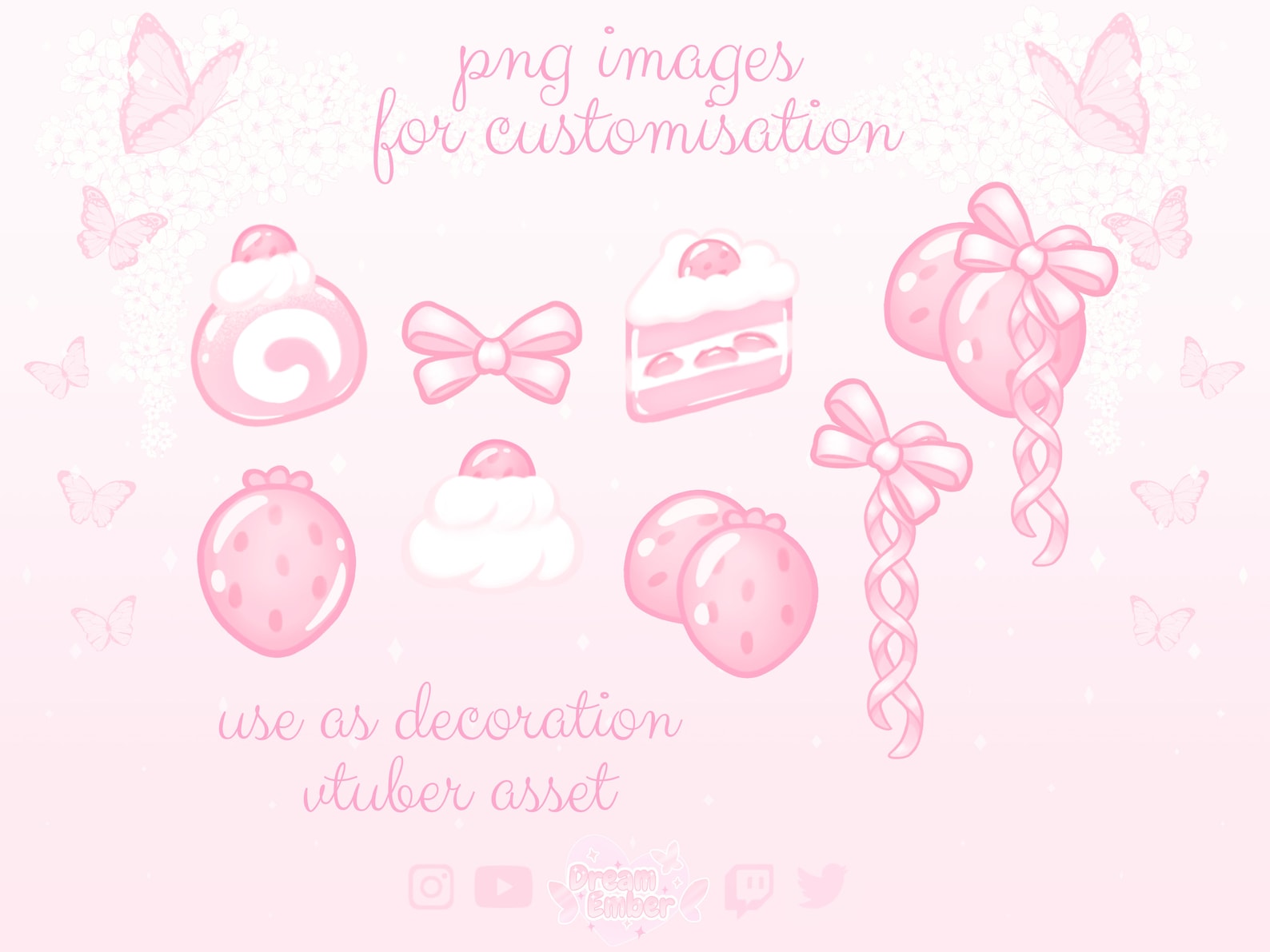 Twitch Chat Box Cute Strawberry Dessert Stream Chatbox Vtuber Asset ...