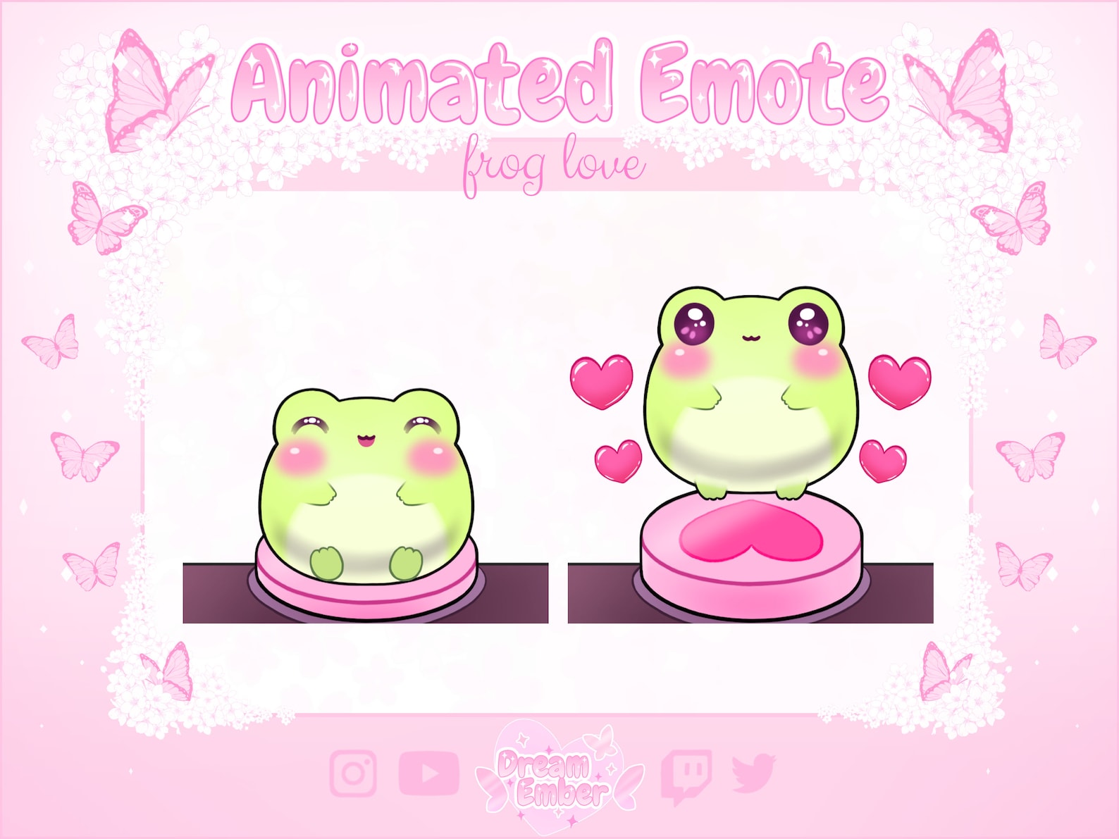 Cute Frog Animated Emote Twitch Love Button Discord Stickers Animal ...