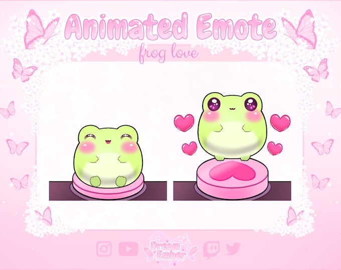 Cute Frog Animated Emote Twitch Love Button Discord Stickers Animal ...
