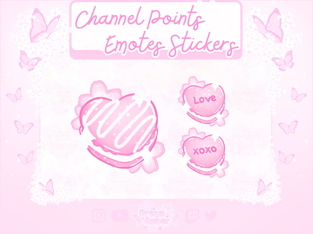 Pink Heart Macaron Emote Cute Twitch Channel Points Overlay Valentines ...