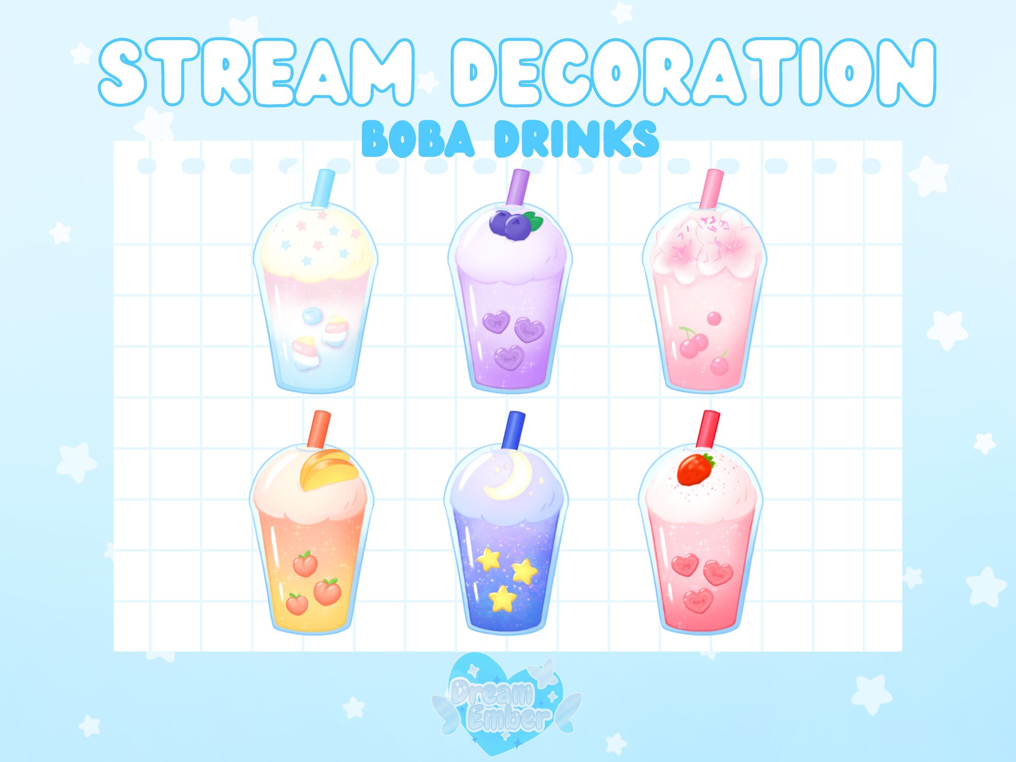 Twitch Boba Drink Stream Decoration Vtuber Asset Twitch Overlay Cute ...