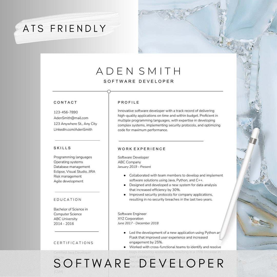Software Developer Resume Template Professional Modern Resume Template ...