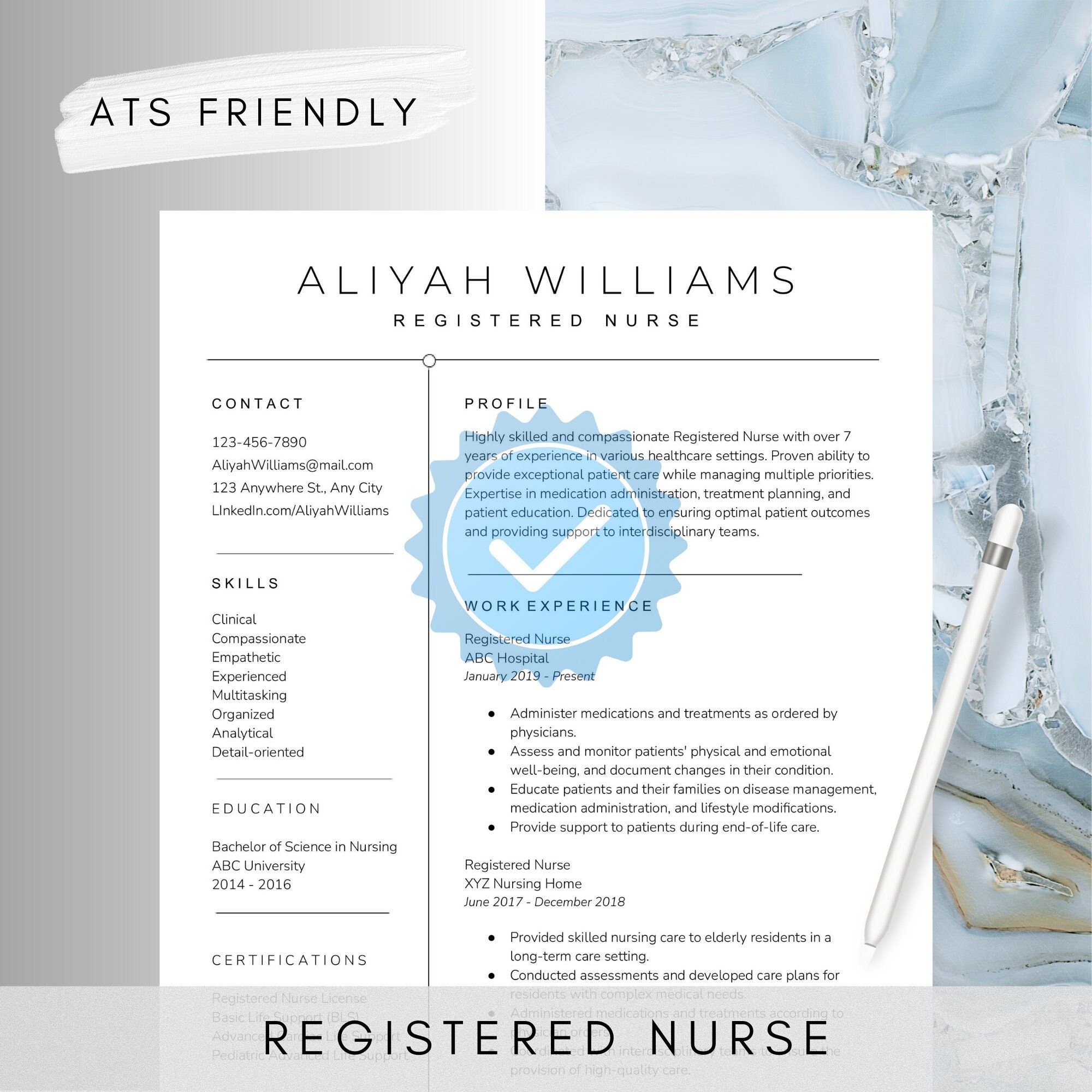 Registered Nurse Resume Template Professional Modern Resume Template ...