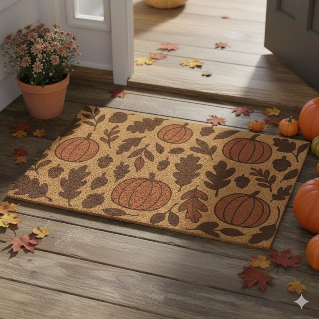 Fall Pumpkin Coir Doormat: Autumn Welcome Mat (24