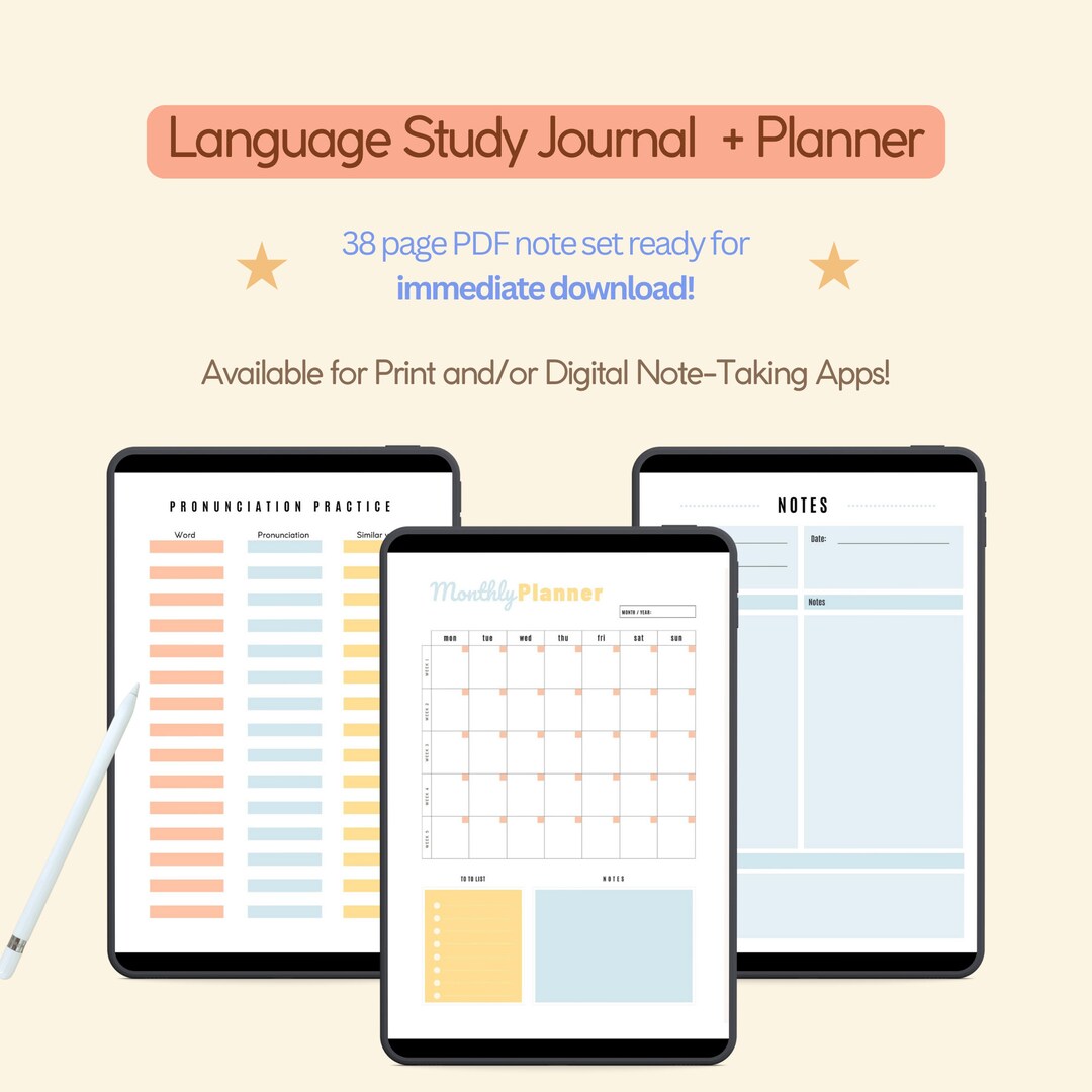 Language Learning Planner Notebook to Study and Learn French, Spanish ...