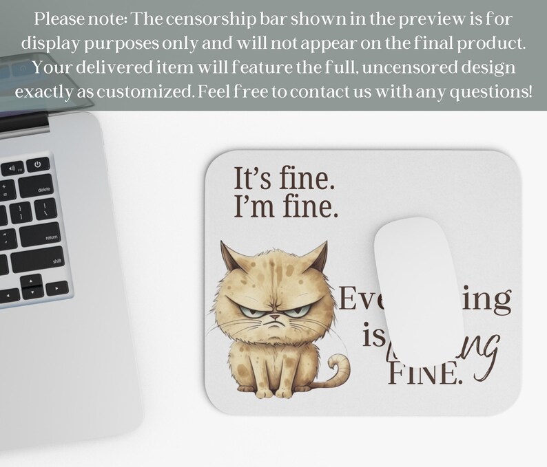 Rectangle Mouse Pad, Funny Crazy, Angry Cat, It's Fine, I'm Fine Theme, Office Desk Decor ...