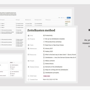 Academic PKM Template: Zettelkasten and Project Management Notion Template - Etsy