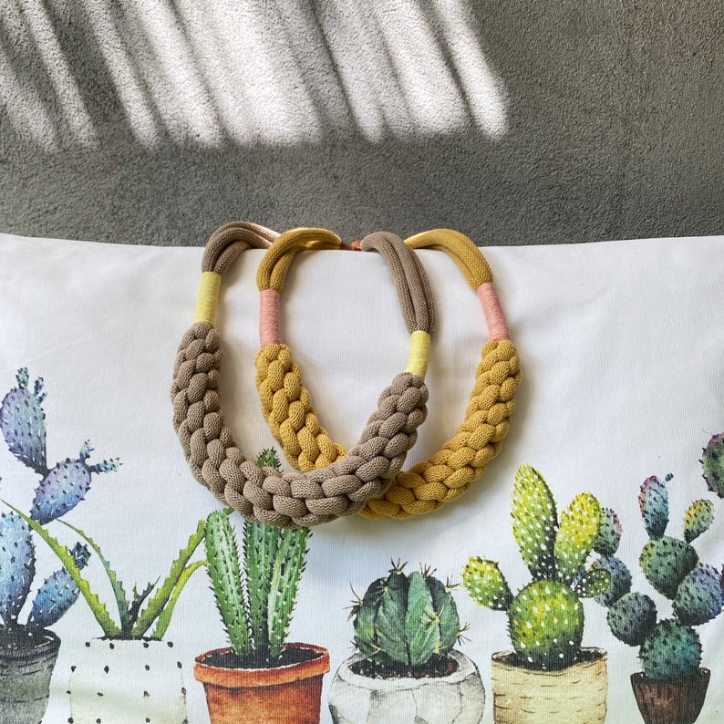 CROWN Necklace Woven in Recycled Cotton Rope, Colorful, Eye-catching ...