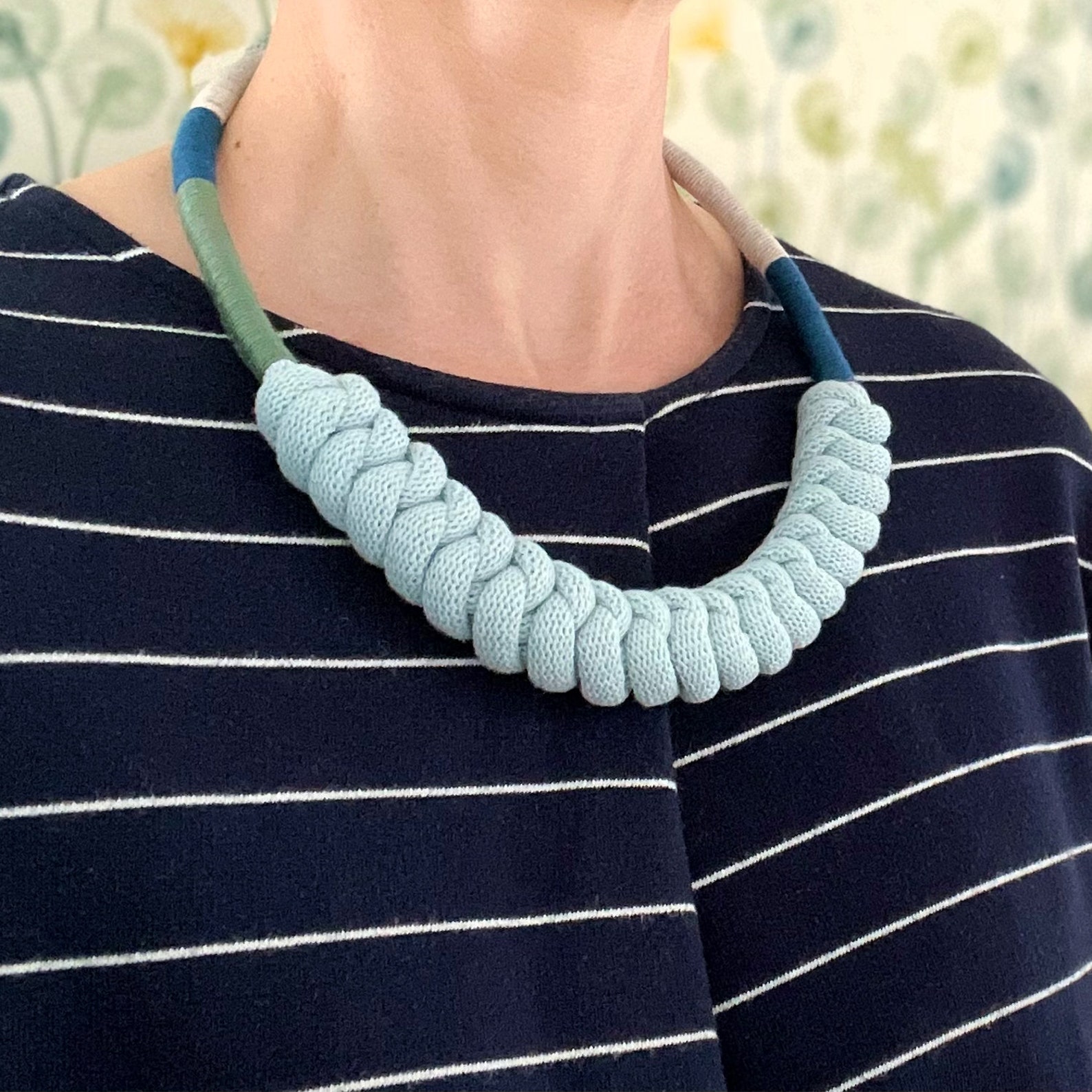 BON BON Necklace in Soft and Light Recycled Cotton Cord, Finished With ...