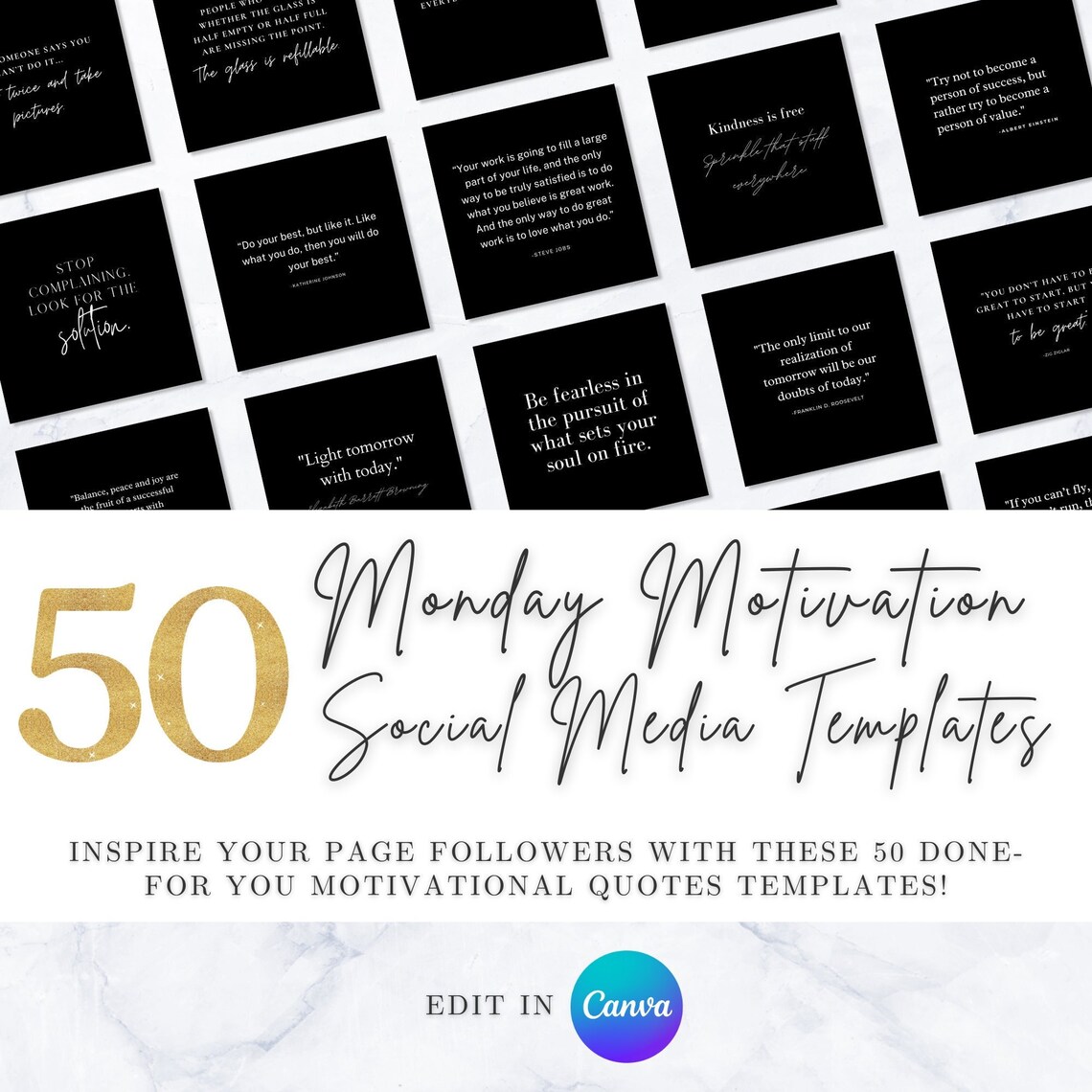 Monday Motivation Canva Templates Bundle Social Media Post Templates ...