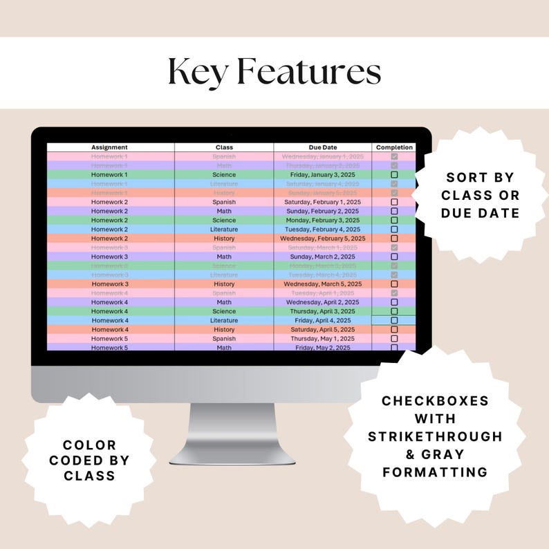 School Assignment Tracker for Students, Academic Planner, College ...