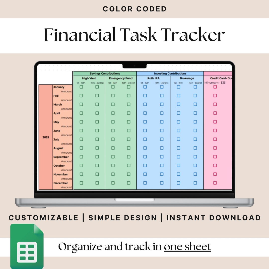 Financial Task Tracker, Savings, Investments, Debt, Bills Organizer ...