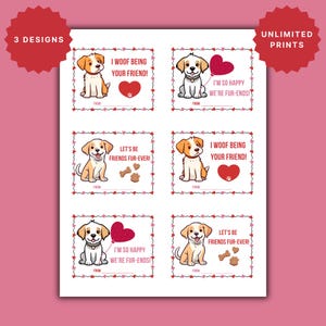 Printable Dog Valentine's Day Cards, Classroom and Daycare Valentine's ...