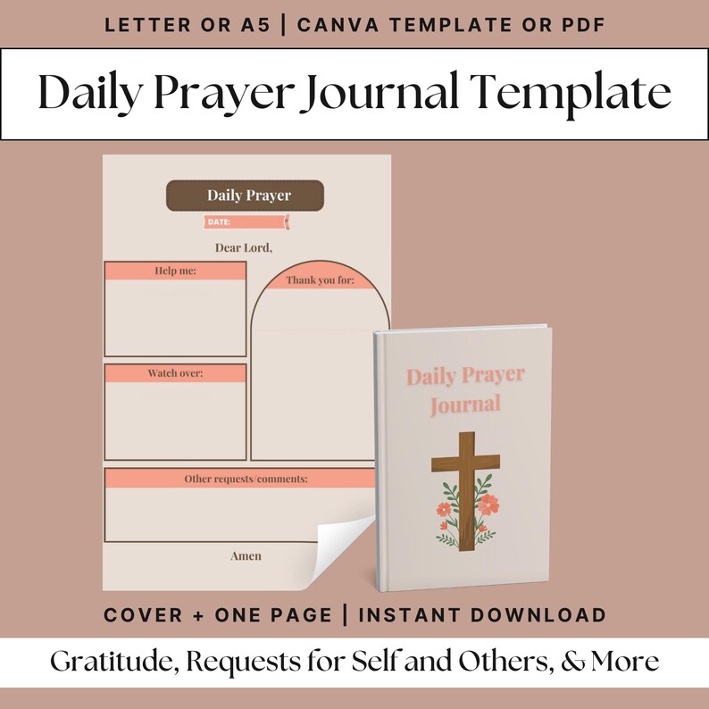 Daily Prayer Journal Template: Christian Gratitude & Reflection (canva ...