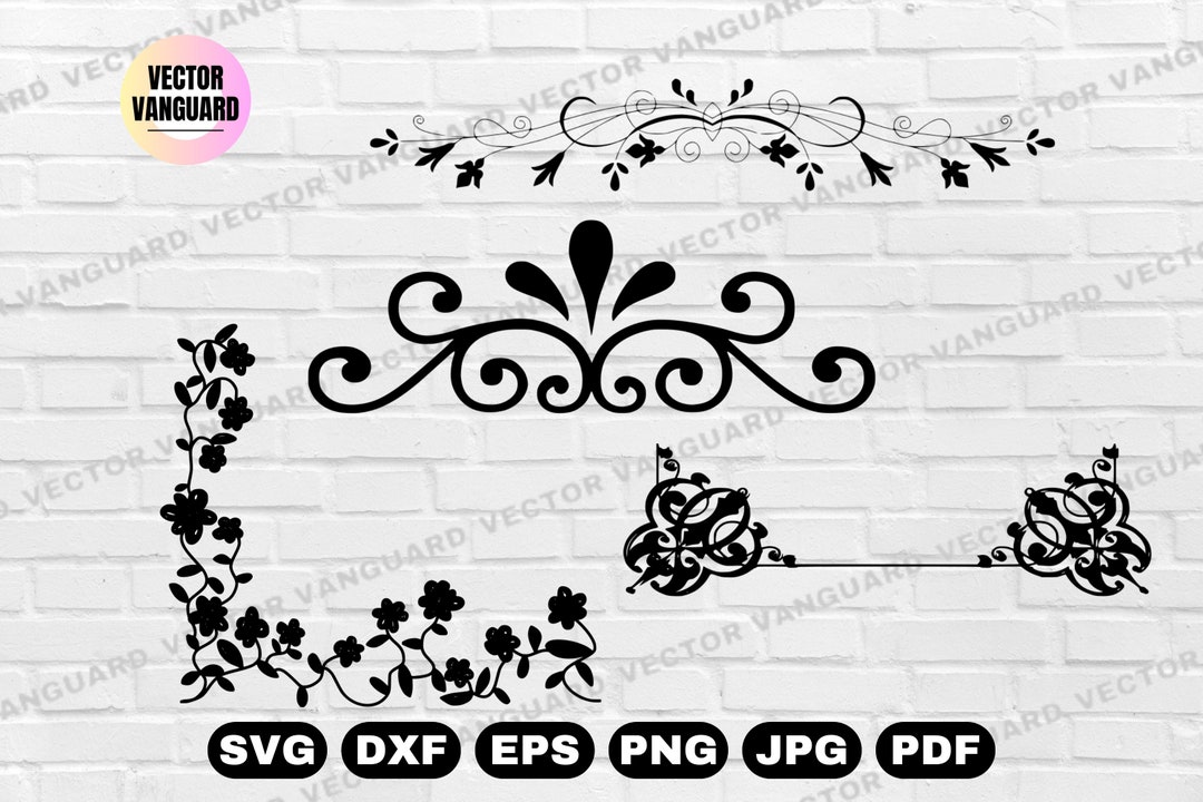 4 Decorative Curlicue SVG | Frame Silhouette | Ornamental Design ...