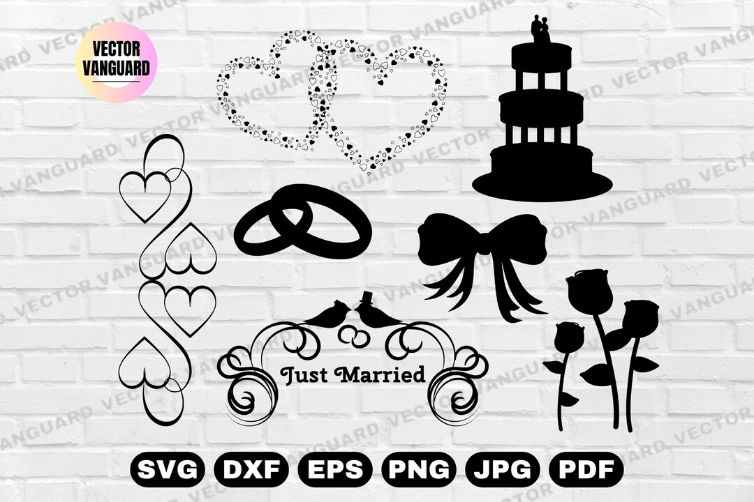 7 Mariage SVG | Silhouette de mariage | Fichiers de coupe de mariage ...