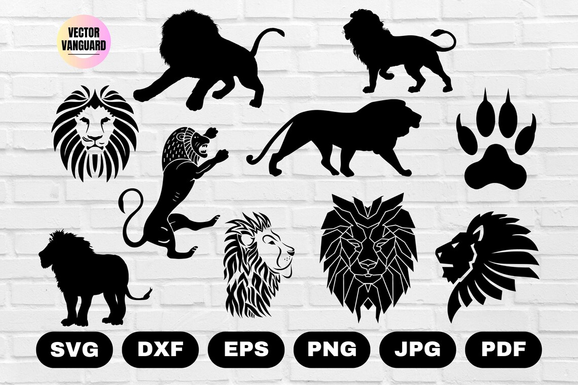 10 Lion SVG Lion Silhouette Lion Cut Files Lion Design Lion Vector Lion ...