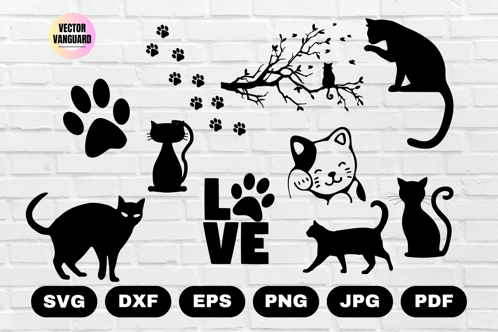 10 Cat SVG Cat Silhouette Cat Cut Files Cat Design Cat Vector Cat SVG ...