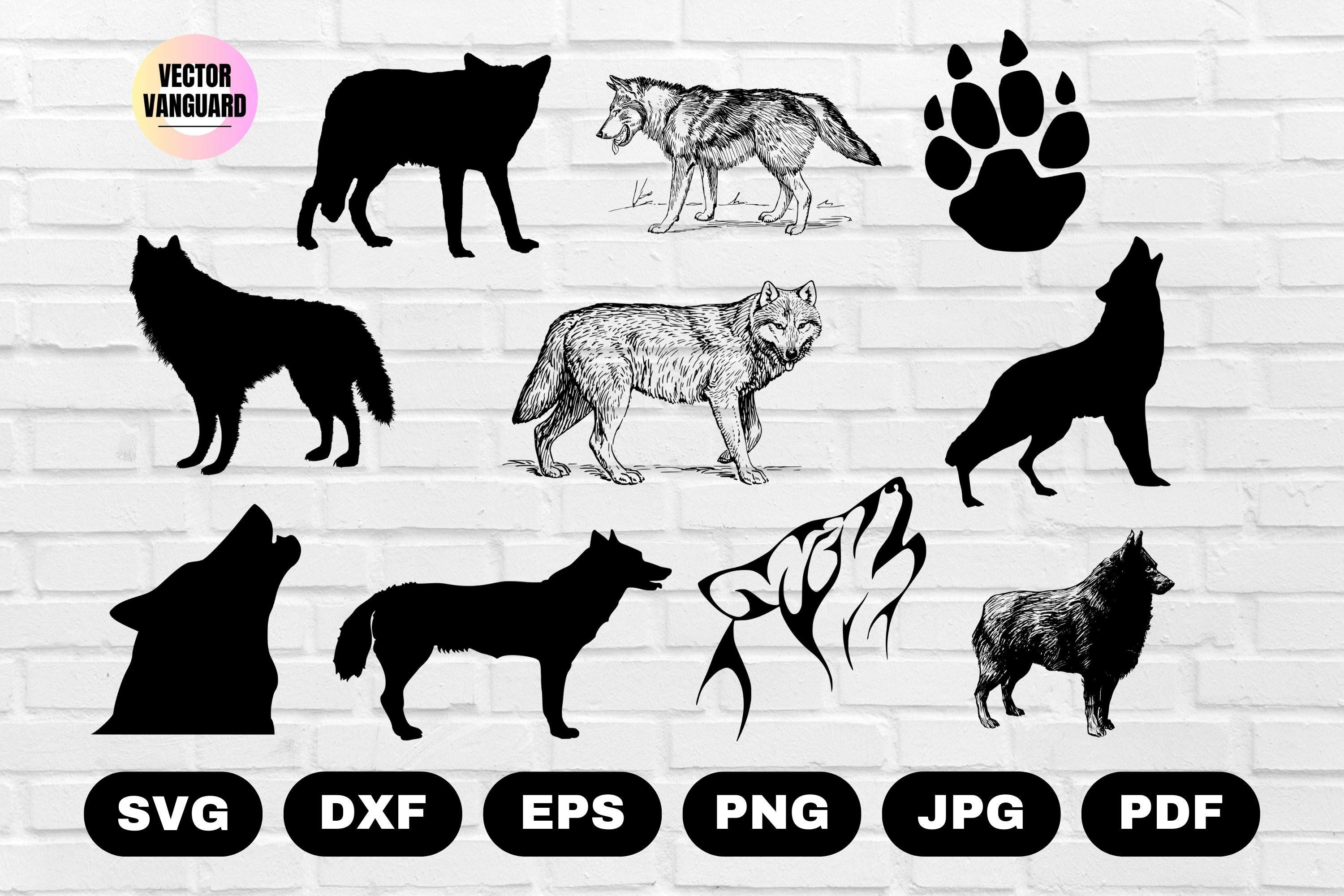 10 Wolf SVG | Wolf Silhouette | Wolf Cut Files | Wolf Design | Wolf ...