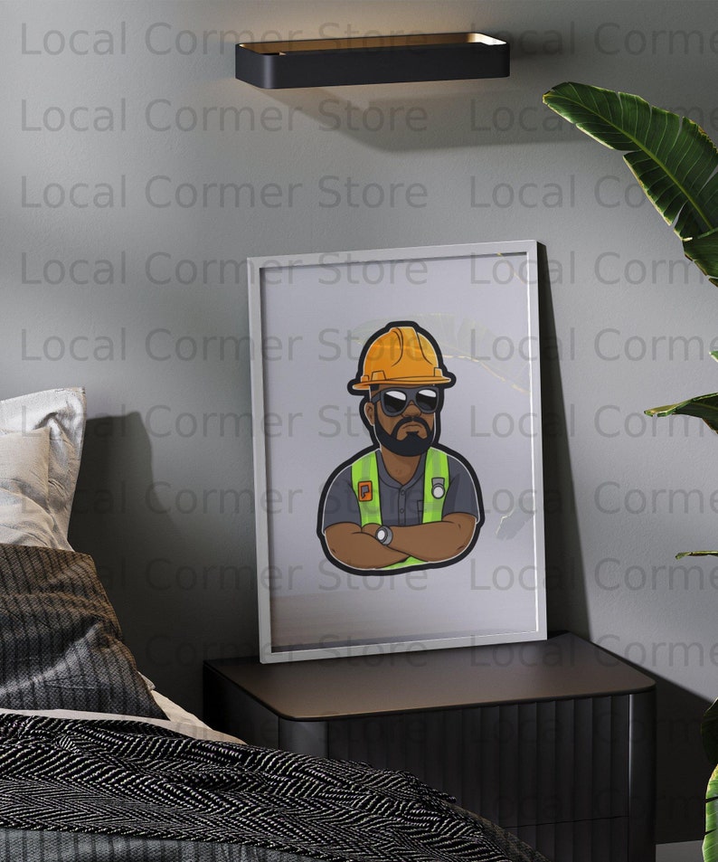 African American Construction Worker INSTANT Download Printable ...