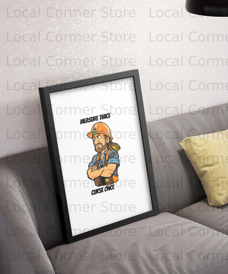 Construction Worker Clipart, Measure Twice Curse Once Funny ...