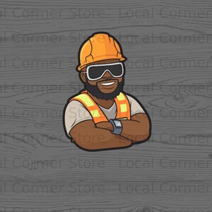 African American Construction Worker INSTANT Download Printable ...
