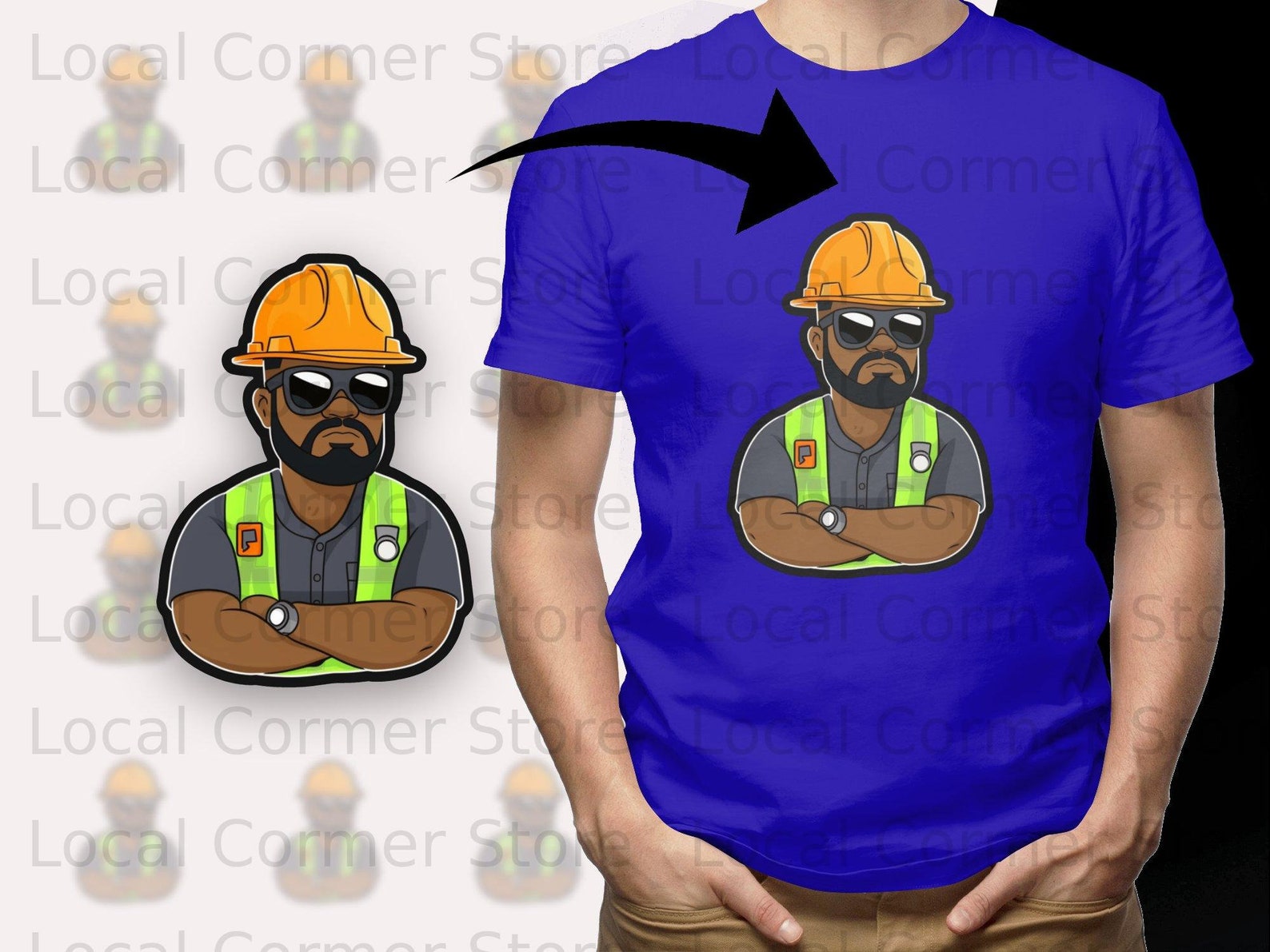 African American Construction Worker INSTANT Download Printable ...