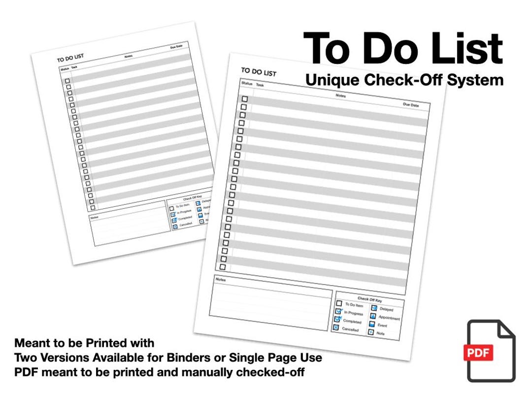 To Do List With Unique Check off System - Etsy