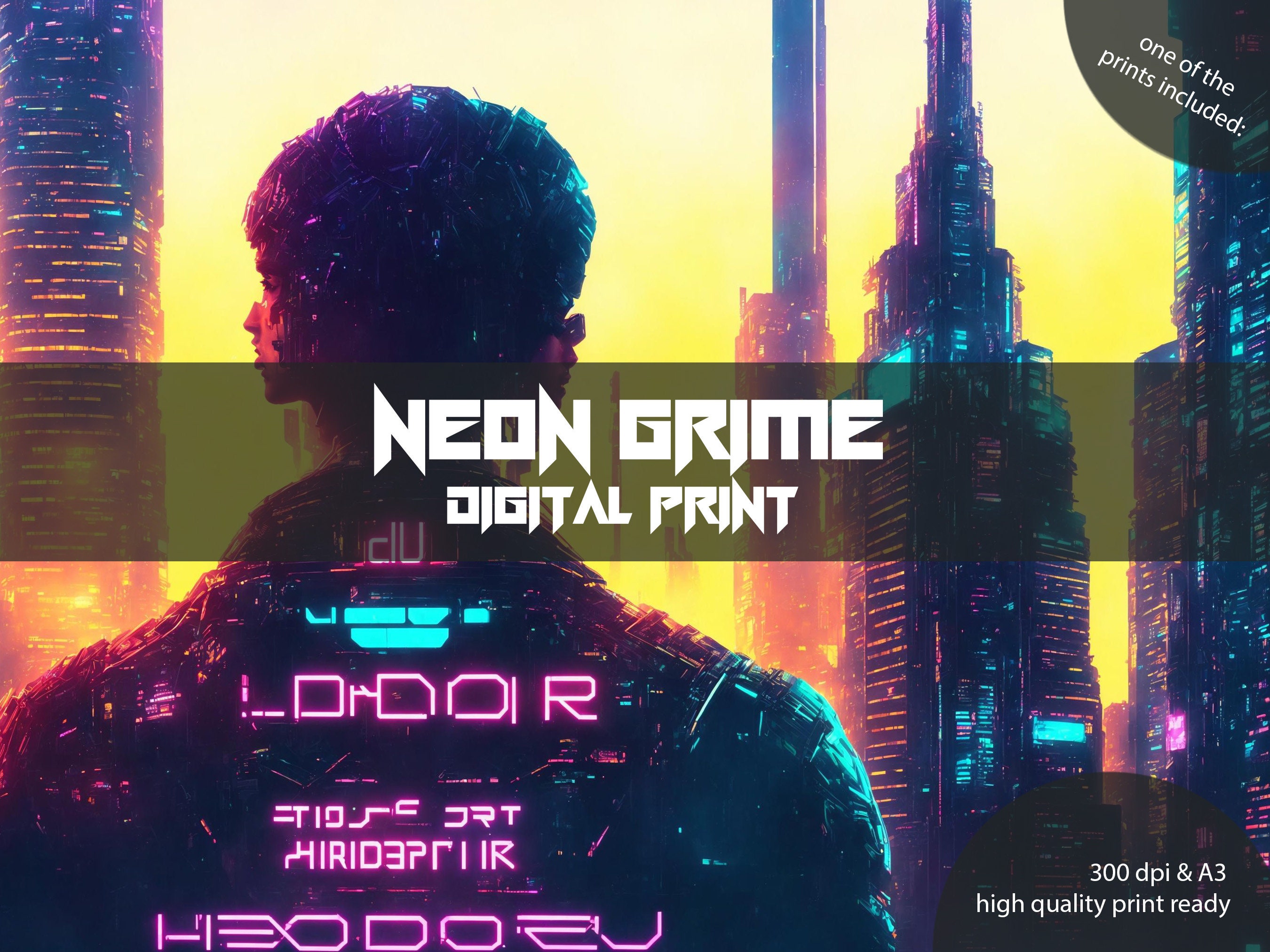 Neon Grime 2 Futuristic City Expressionist Style Digital Print Digital ...