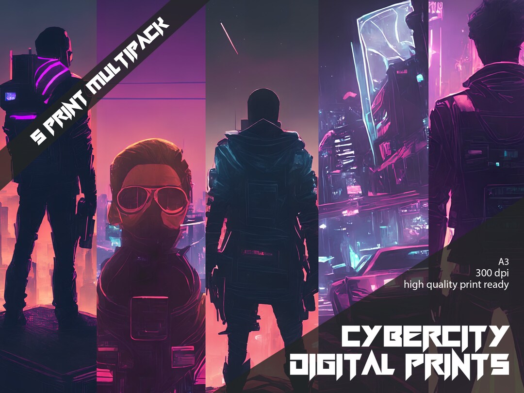 Cybercity 1 Digital Print Digital Download Print Pack Futuristic Neon ...